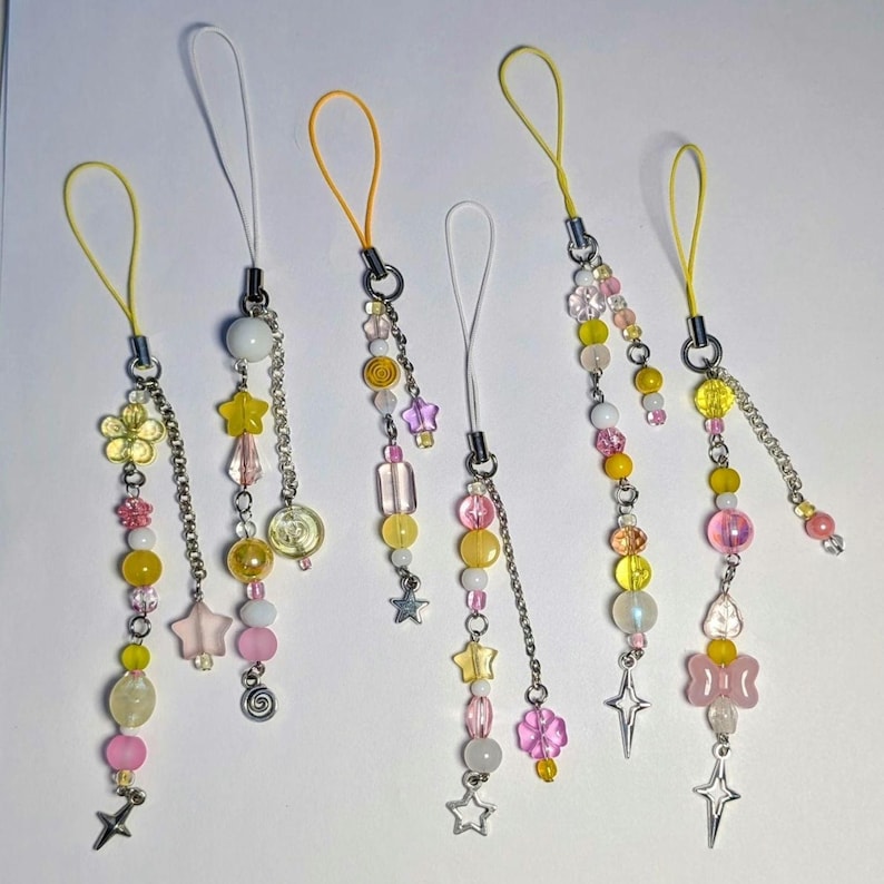 Pink and Yellow Phone Charms - Etsy