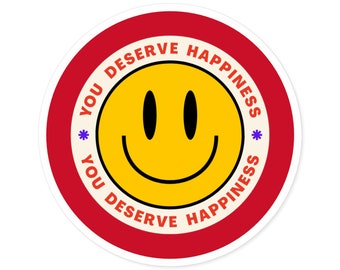 Smiley Face Happiness Round Stickers - Etsy