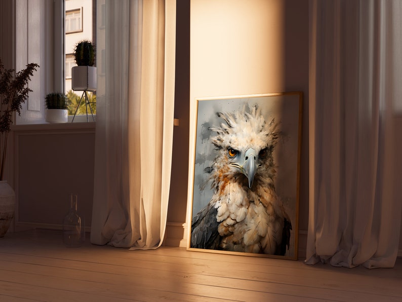 Harpy Eagle Vintage Poster Print Oil Painting Large Old Art Aged ...