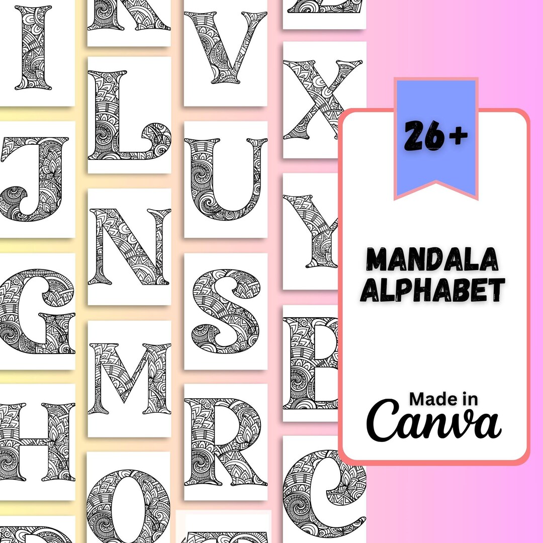 Mandala Letter Coloring Pages | 50+ Unique Designs | Digital Download ...