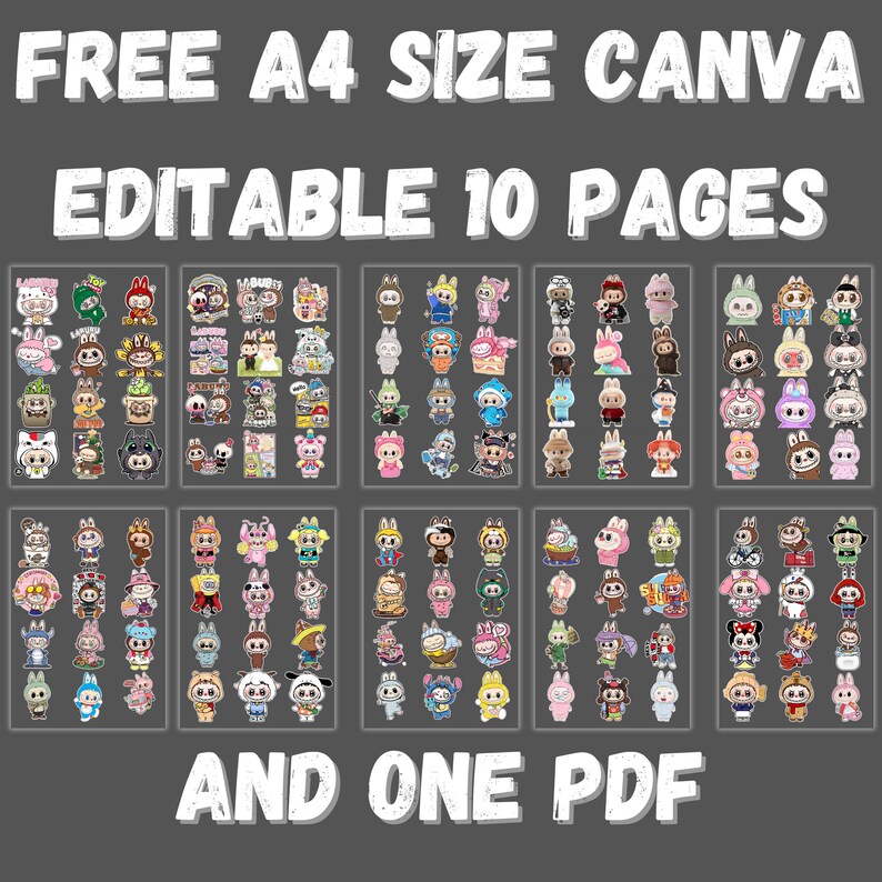 Labubu Bundle | 120+ Unique Designs | Digital Download | Sticker Design ...