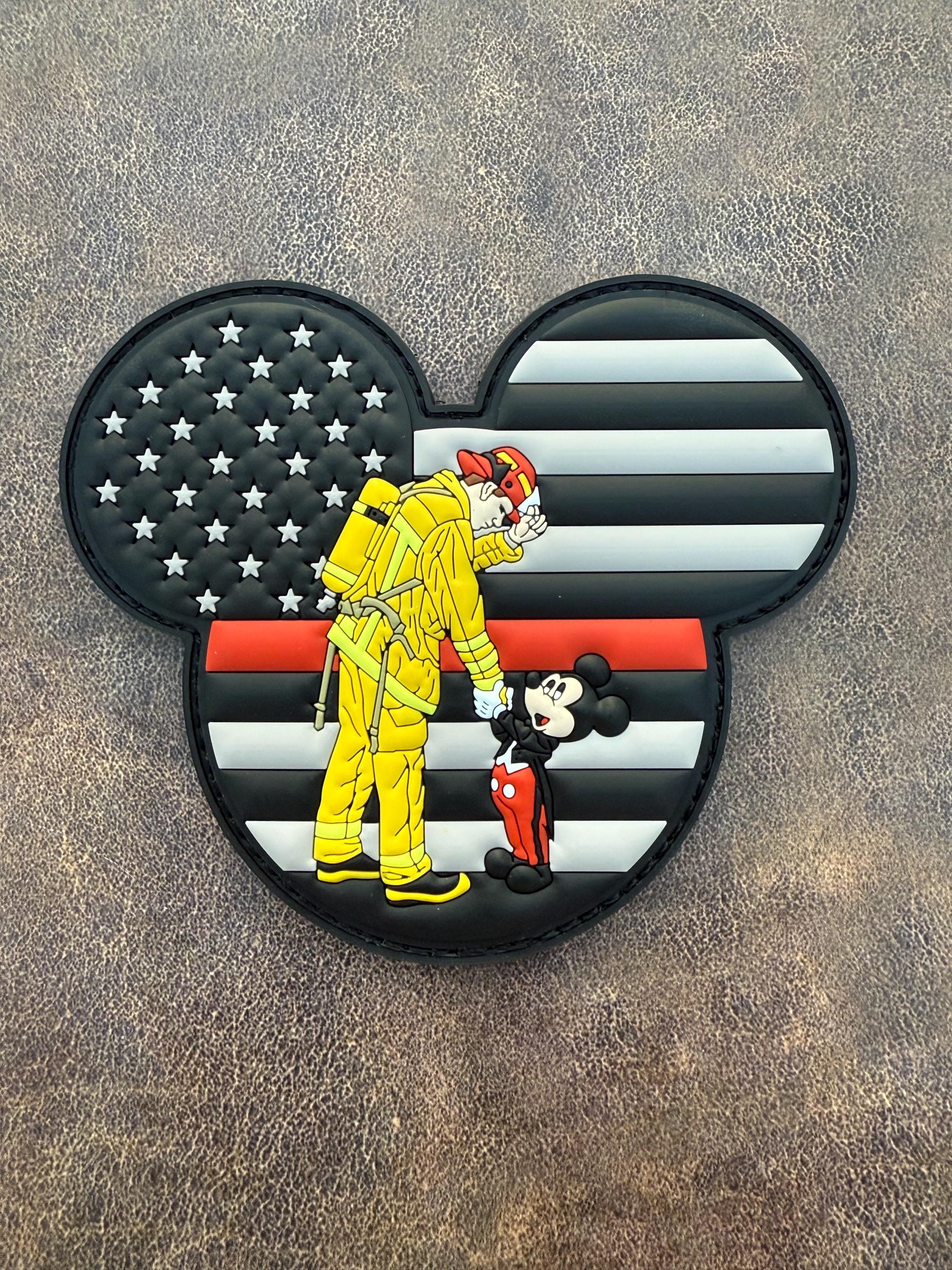 Mickey Mouse Firefighter Walt Disney World PVC Patch - Thin Red Line ...