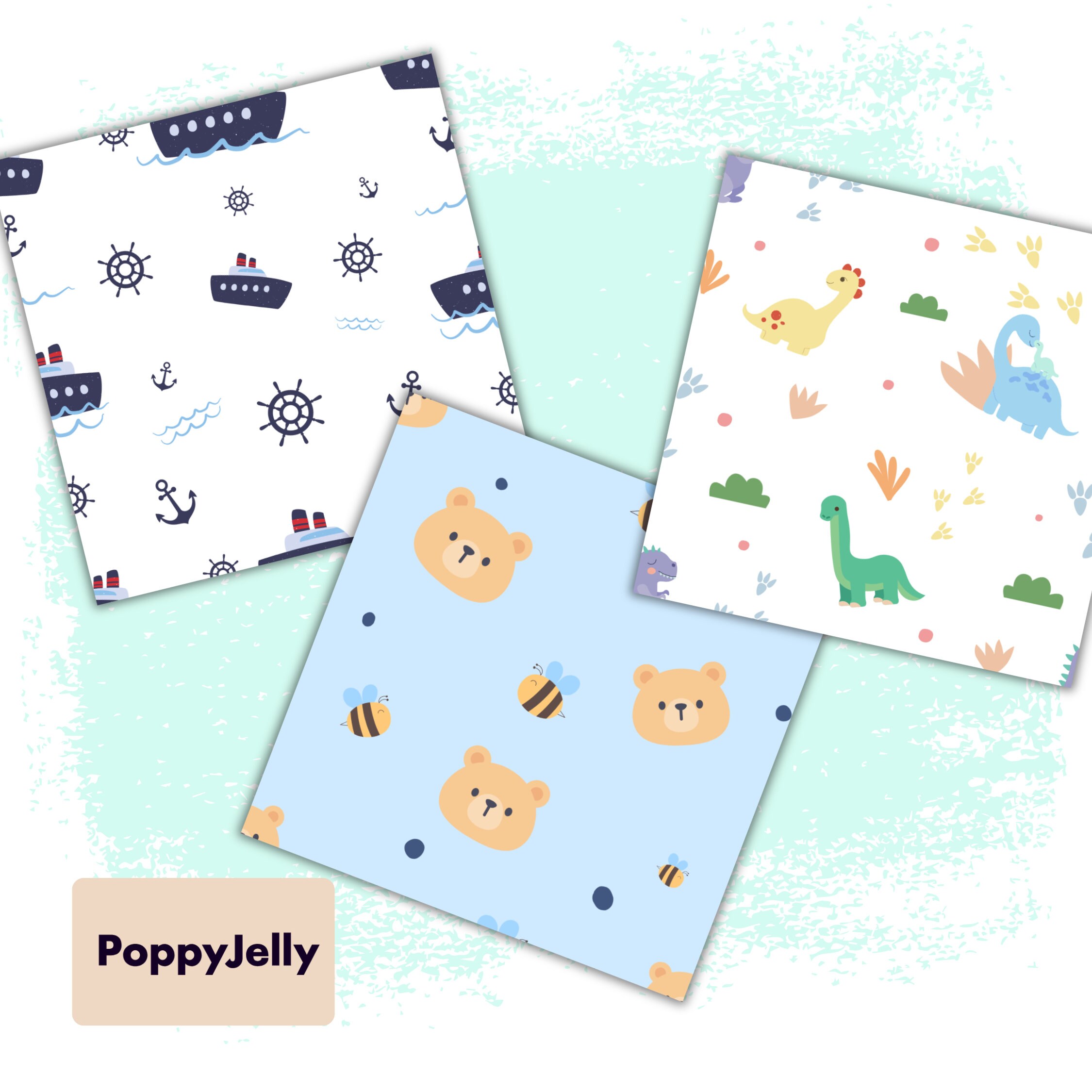 Digital Paper Little Baby Boy Seamless Digital Patterns Scrapbook Paper ...