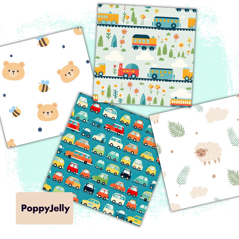 Digital Paper Little Baby Boy | Seamless Digital Patterns | Scrapbook ...