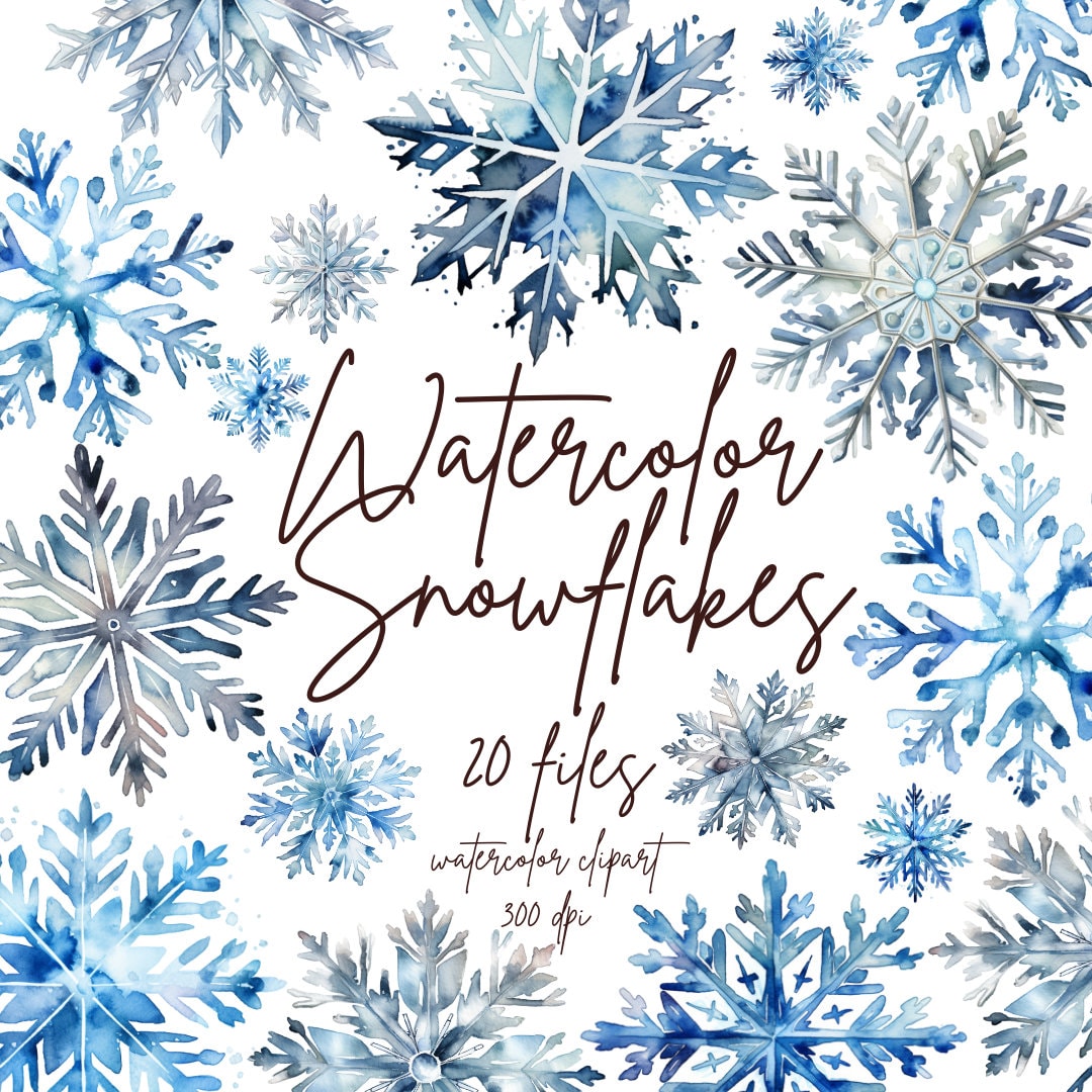 Watercolor Snowflake Clipart Snowflakes Christmas Clipart Silver ...