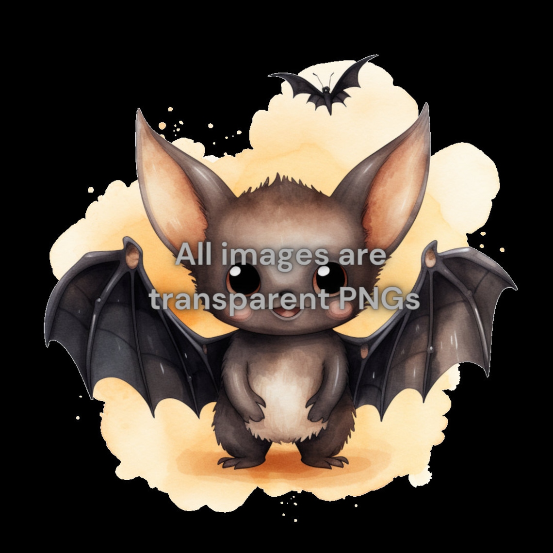 Watercolor Bat Clipart Cute Halloween Bat Clipart Spooky - Etsy