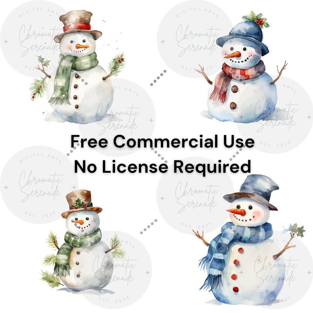 Watercolor Snowman Clipart Xmas Snowman Clip Art Christmas - Etsy