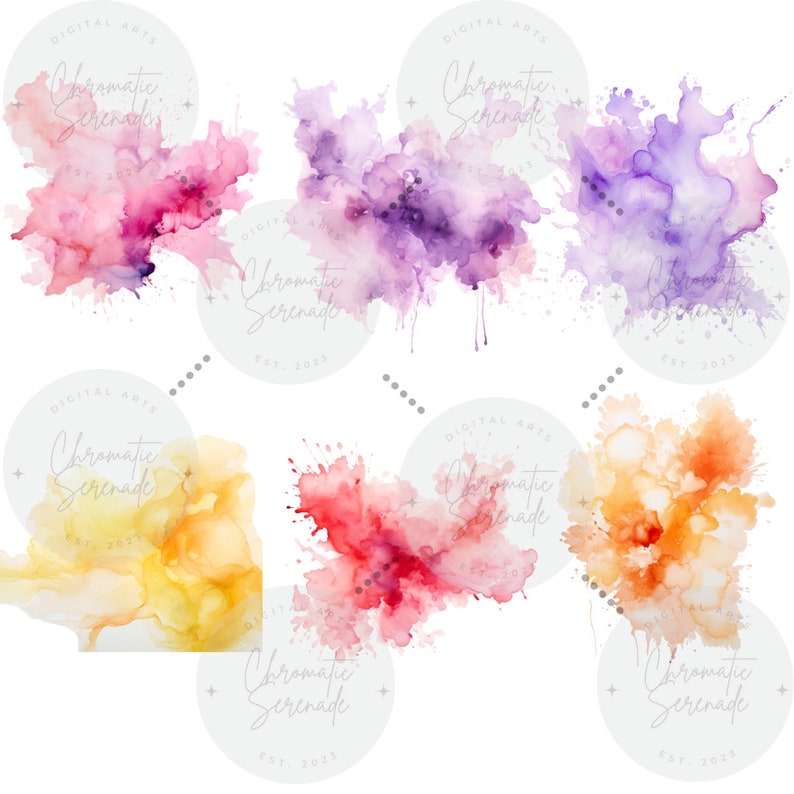 Pastel Watercolor Splashes Clipart Color Splash Clipart Pastel - Etsy