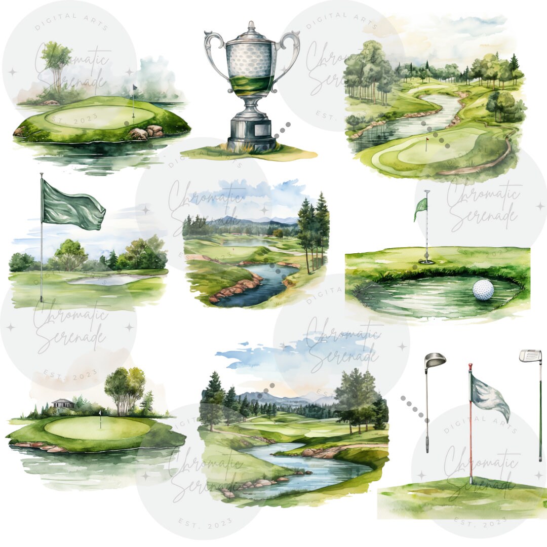Watercolor Golf Clipart Golf Club PNG Golfer Graphics Golf Ball Clipart ...