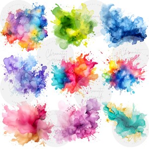 Watercolor Color Splash Clipart PNG Paint Splatter Clipart Alcohol Ink ...