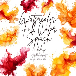 Fall Watercolor Splashes Color Splash Clipart PNG Paint Splatter ...