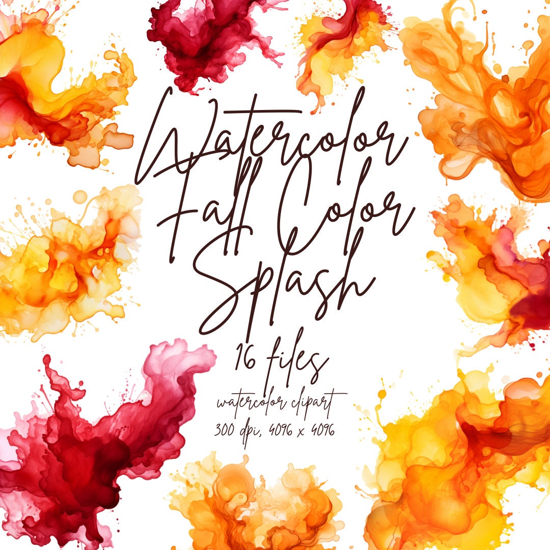 Fall Watercolor Splashes Color Splash Clipart PNG Paint Splatter ...