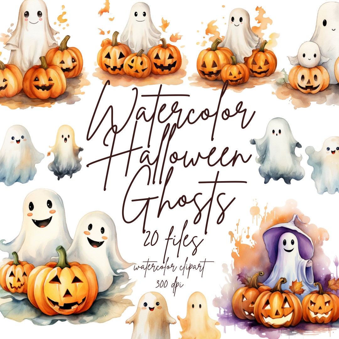 Watercolor Halloween Clipart Ghost Halloween Clipart Happy Halloween ...