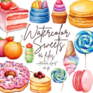 Watercolor Candy Clipart Sweets Clipart Lollipop Clipart Ice Cream ...