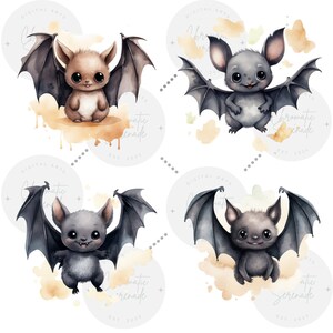 Watercolor Bat Clipart Cute Halloween Bat Clipart Spooky Halloween ...