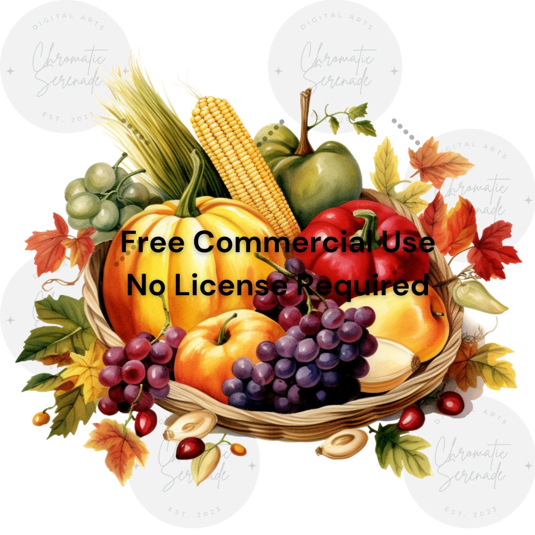 Watercolor Autumn Harvest Clipart Fall Foods Clipart Fall Vegetable ...