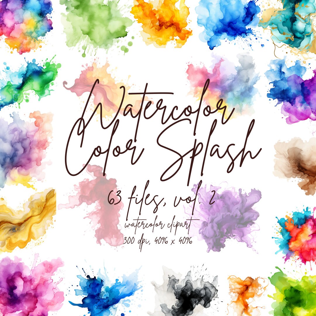 Watercolor Color Splash Clipart PNG Paint Splatter Clipart Alcohol Ink ...