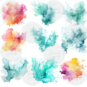 Pastel Watercolor Splash Clipart Alcohol Ink Splash Clipart Pastel ...