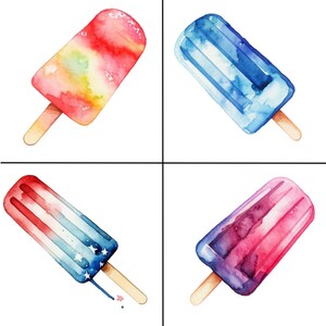 Watercolor Popsicle Clipart, Watercolor Ice Pop Clipart, Summer Clipart ...