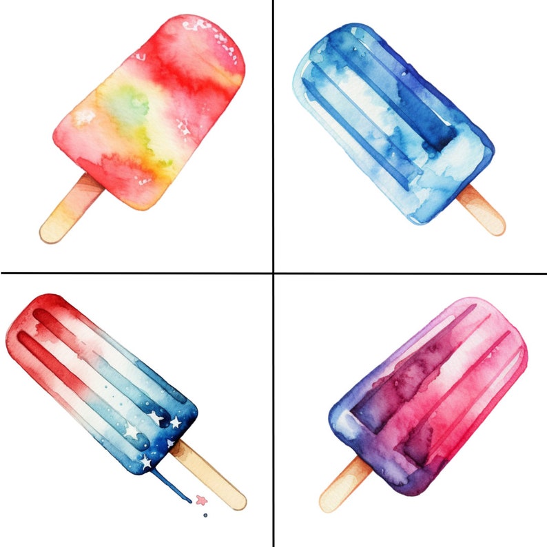Watercolor Popsicle Clipart Watercolor Ice Pop Clipart - Etsy