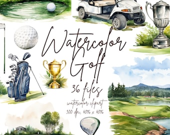 Watercolor Golf Clipart Golf Club PNG Golfer Graphics Golf Ball Clipart ...