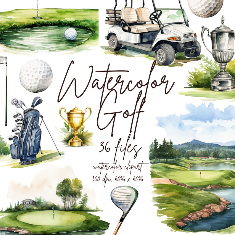 Watercolor Golf Clipart Golf Club PNG Golfer Graphics Golf - Etsy Australia
