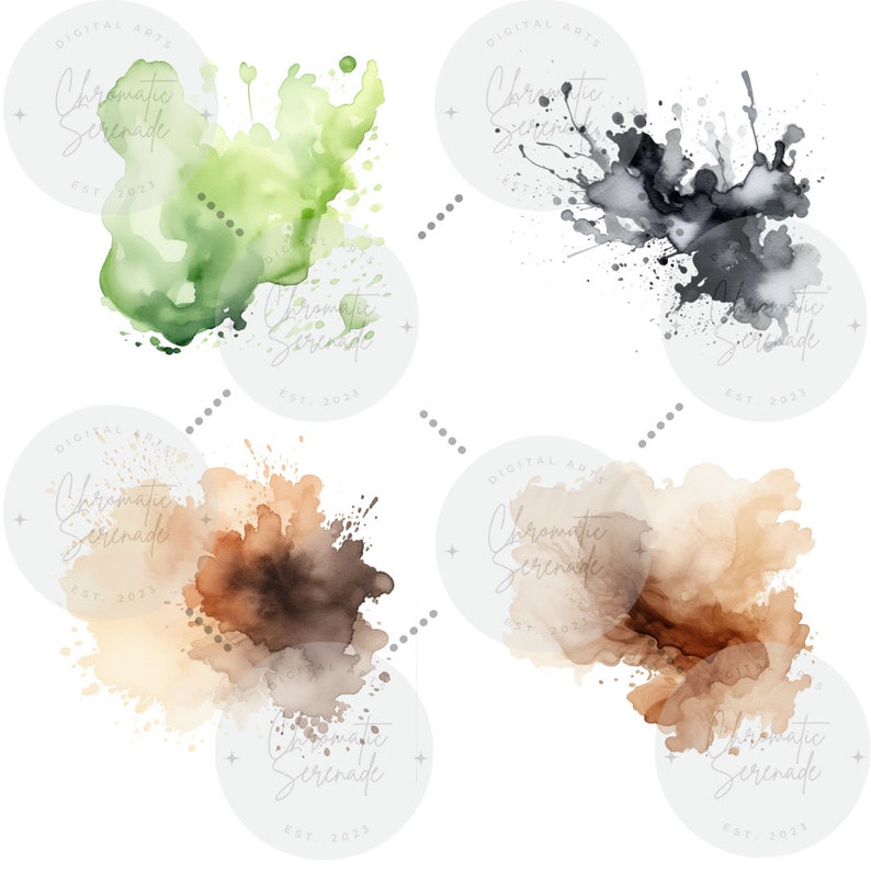 Watercolor Color Splash Clipart PNG Paint Splatter Clipart - Etsy