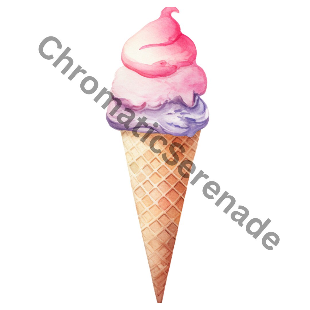 Watercolor Ice Cream Clipart Summer Watercolor Clipart - Etsy