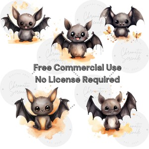 Watercolor Bat Clipart Cute Halloween Bat Clipart Spooky Halloween ...