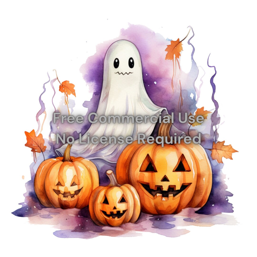 Watercolor Halloween Clipart Ghost Halloween Clipart Happy - Etsy