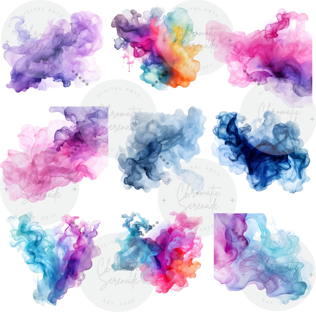 Watercolor Color Smoke Clipart Colorful Transparent Background Smoke ...