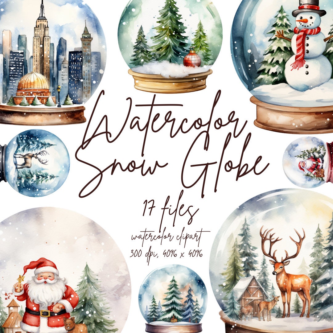 Watercolor Snow Globe Clipart Christmas Snow Globe Clipart Christmas ...