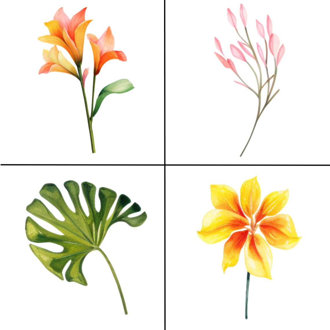 Watercolor Tropical Leaves Clipart Watercolor Tropical - Etsy