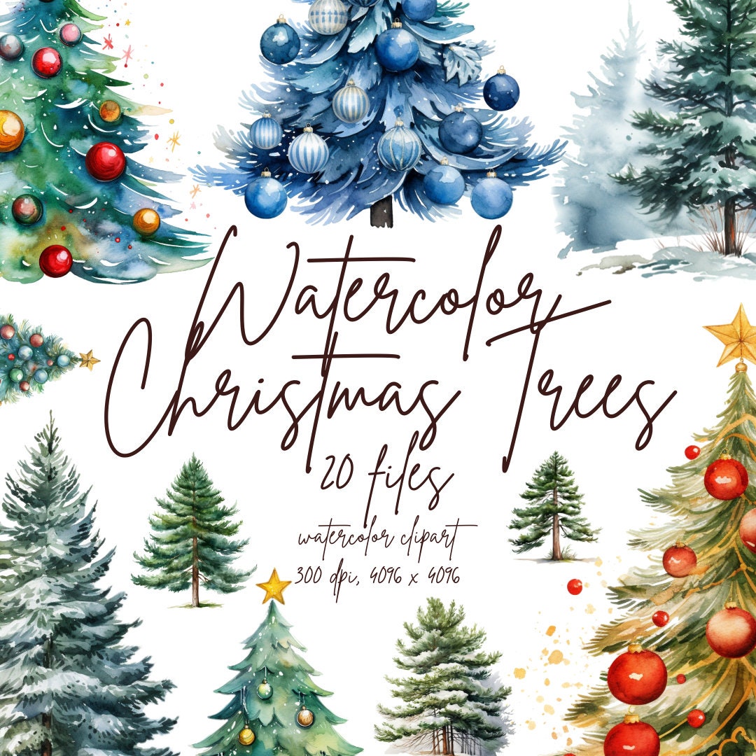 Watercolor Christmas Tree Clipart Christmas Trees Clipart Pine Tree ...