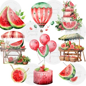 Watercolor Watermelon Clipart, Summer Clipart, Watermelon Stand Clipart ...