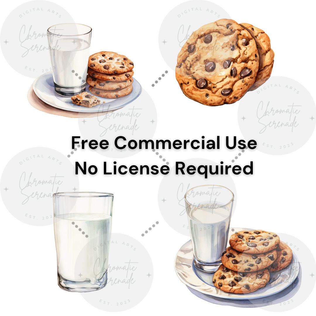 Watercolor Milk and Cookies Clipart Cookies and A Glass of Milk Clipart ...