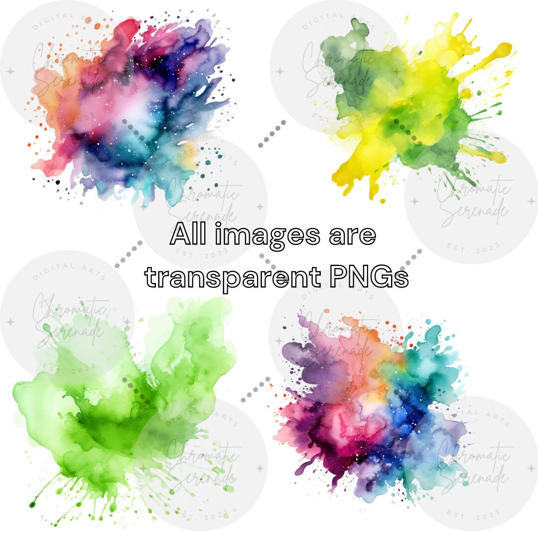 Watercolor Color Splash Clipart PNG Paint Splatter Clipart - Etsy