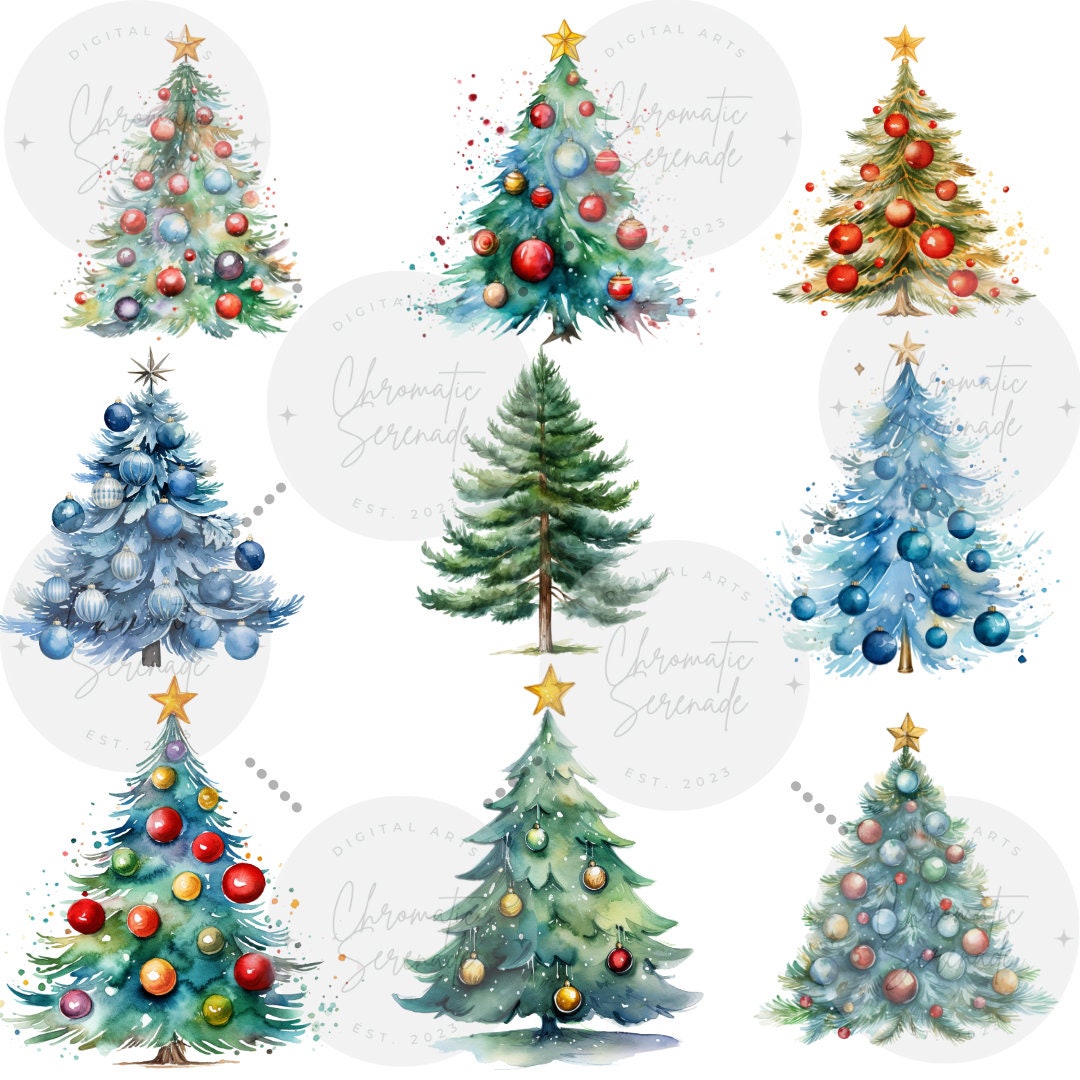 Watercolor Christmas Tree Clipart Christmas Trees Clipart Pine Tree ...