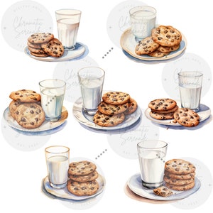 Watercolor Milk and Cookies Clipart Cookies and A Glass of Milk Clipart ...