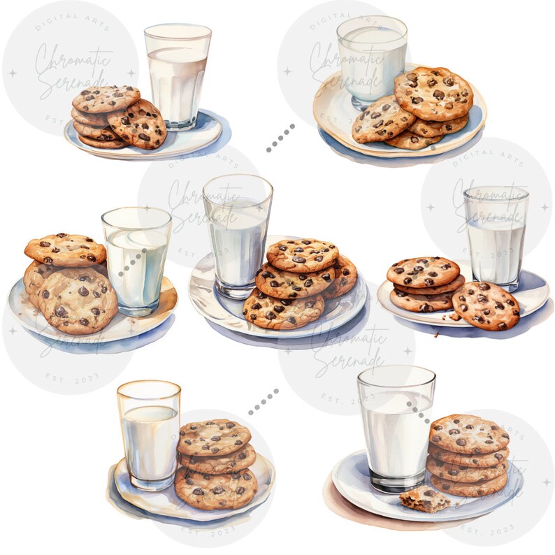 Watercolor Milk and Cookies Clipart Cookies and A Glass of Milk Clipart ...