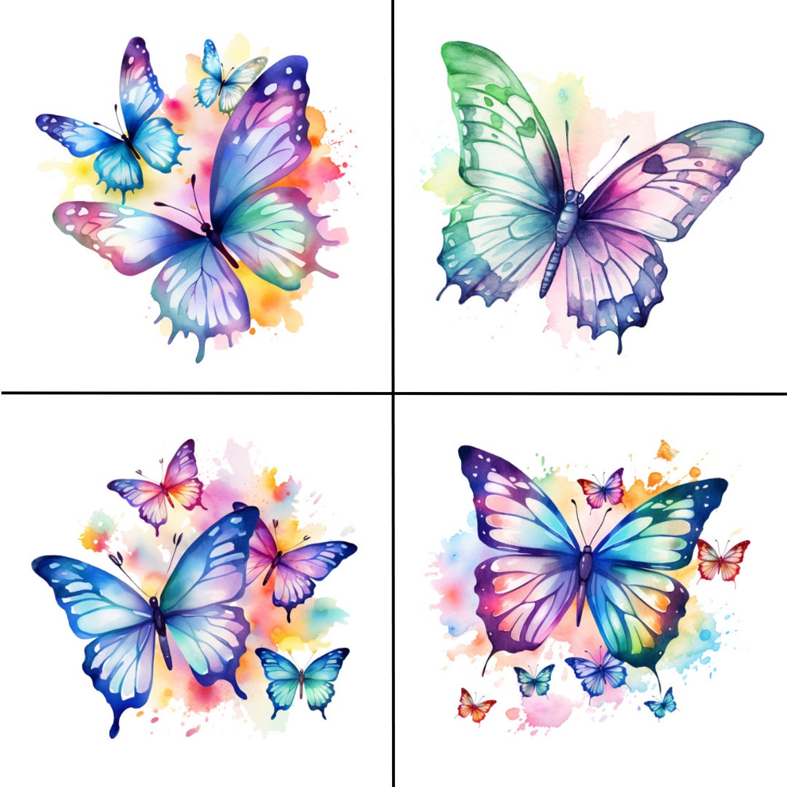 Watercolor Butterflies Clipart Butterfly Clipart Summer - Etsy