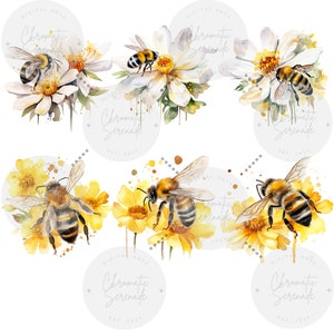 Watercolor Bee Floral Clipart Bees With Flowers Clipart Honey Bee ...