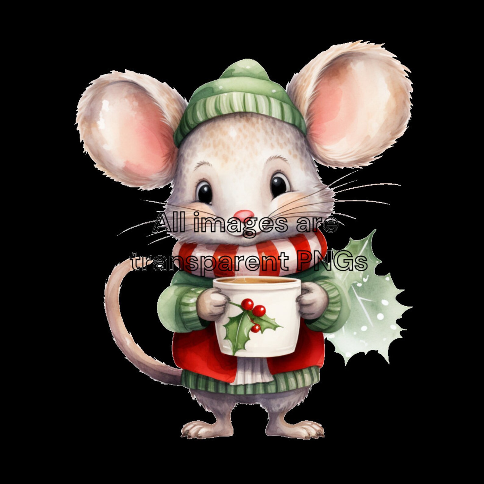 Watercolor Christmas Mouse Clipart Mouse Bundle Xmas Clipart - Etsy