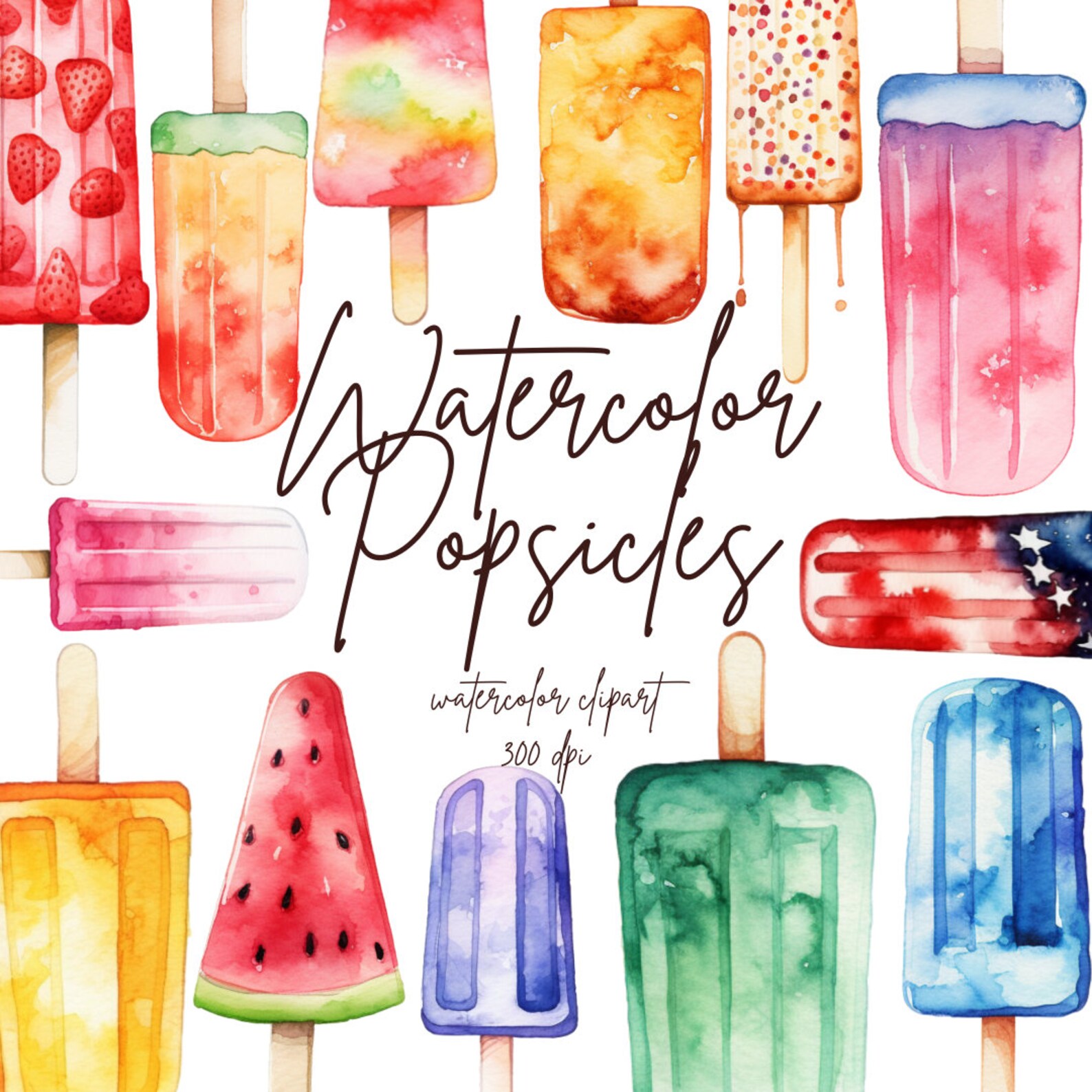Watercolor Popsicle Clipart Watercolor Ice Pop Clipart - Etsy