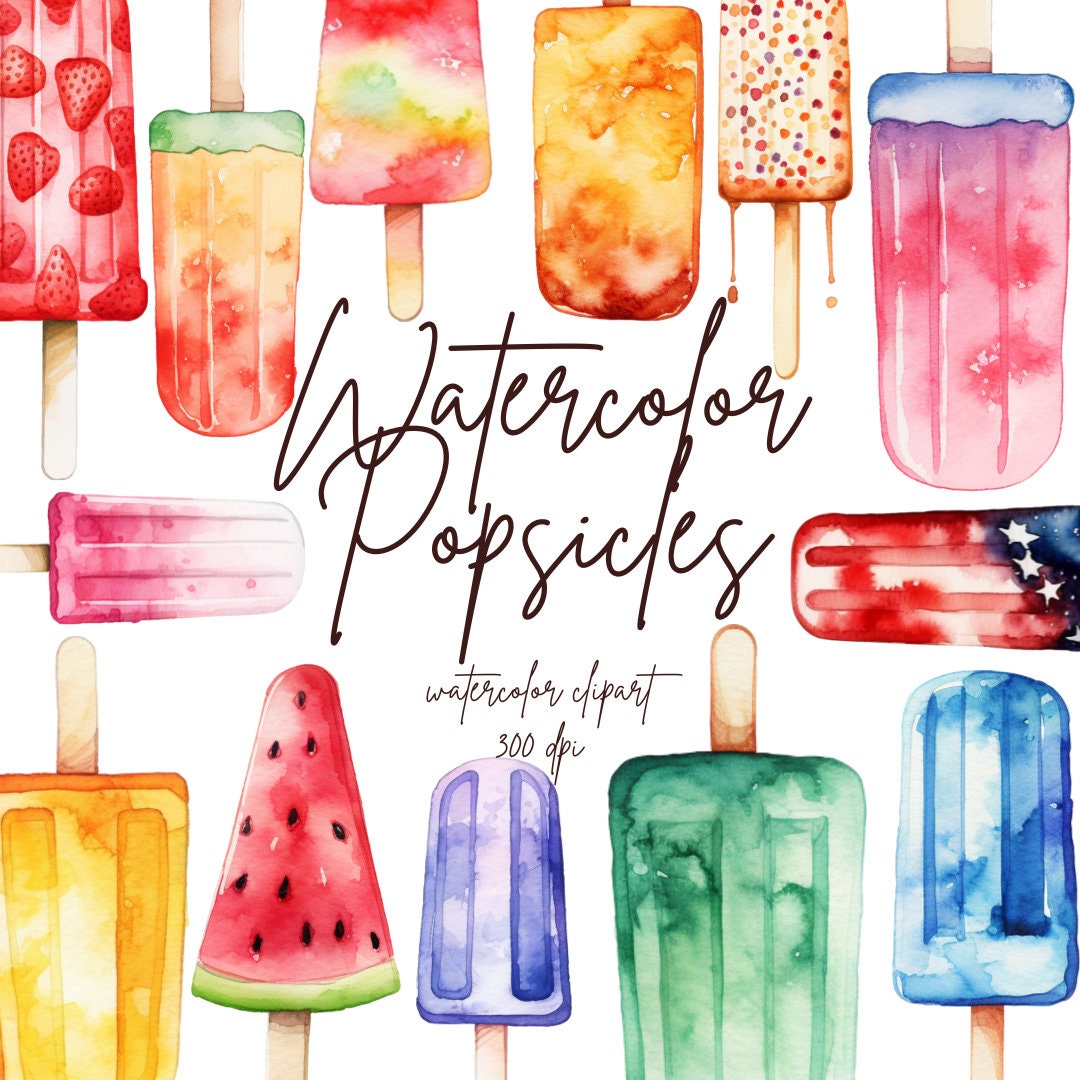 Watercolor Popsicle Clipart Watercolor Ice Pop Clipart - Etsy