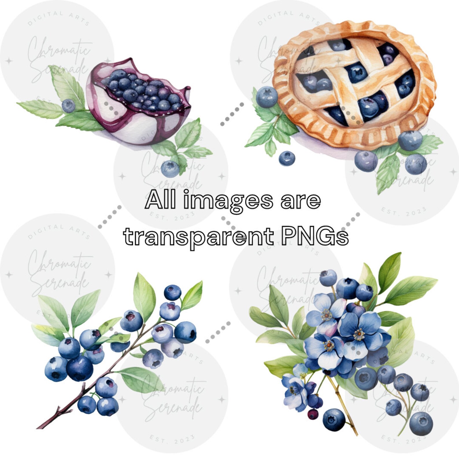 Watercolor Blueberries Clipart Blueberry Pie Clipart Berry Watercolor ...