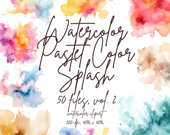 Neutral Watercolor Splatter Clipart, Elements & Free Flowing Shapes ...