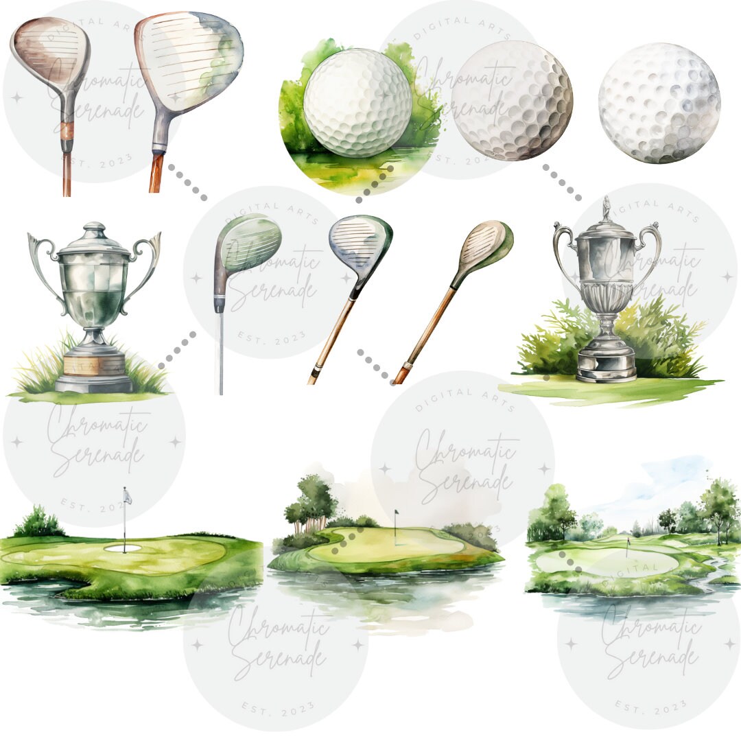 Watercolor Golf Clipart Golf Club PNG Golfer Graphics Golf Ball Clipart ...