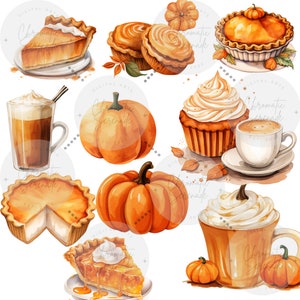 Watercolor Autumn Elements Clipart Cozy Autumn Clipart Pumpkins Clipart ...
