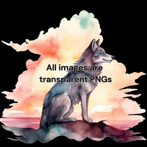 Watercolor Wolf Clipart Wolves Graphics Grey Wolf PNG Woodland Animals Clipart Fairytale Images ...